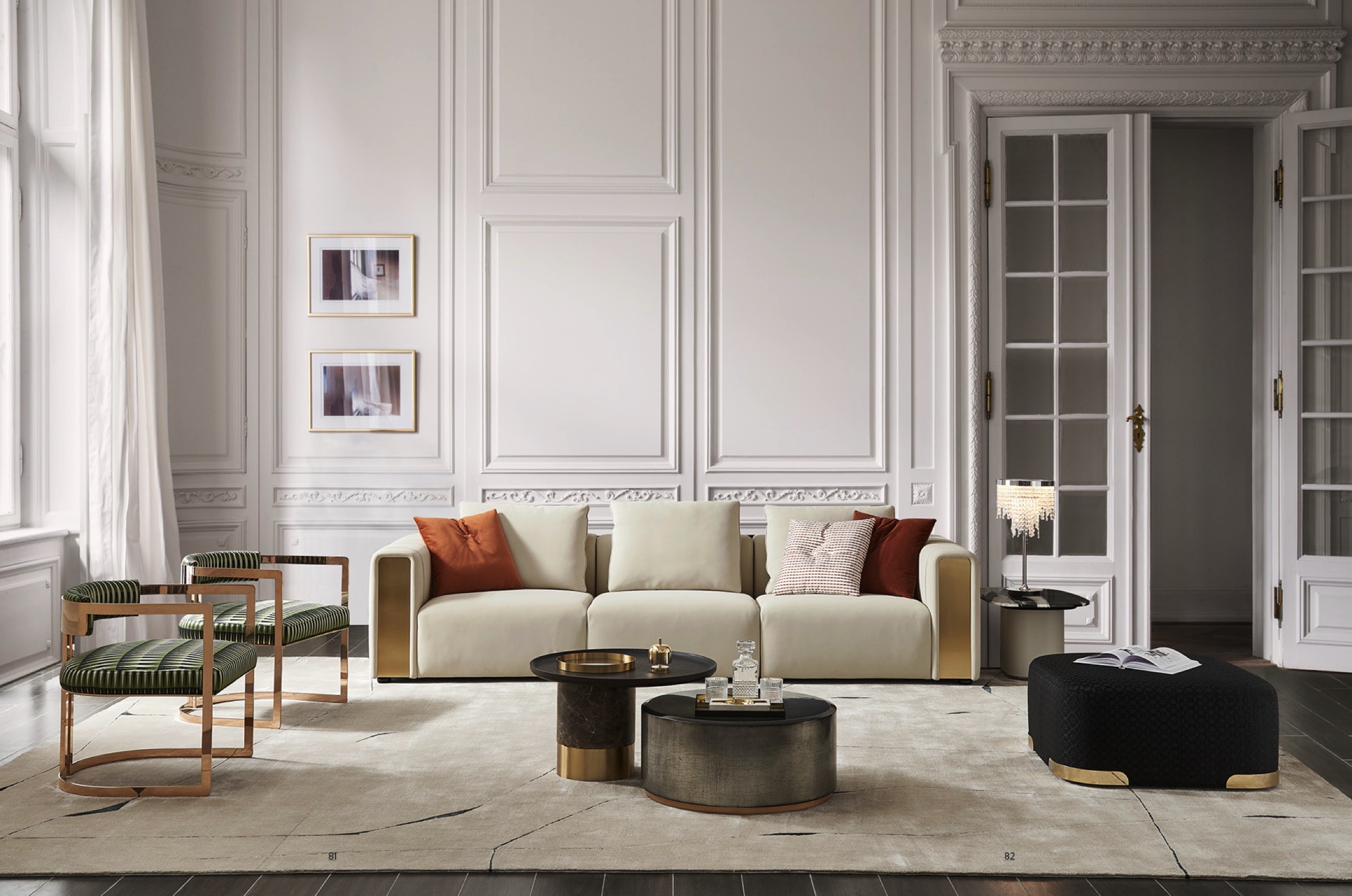 Modern Luxe Sofa Set with Gold-Tone Accents – Furniture Junqtion